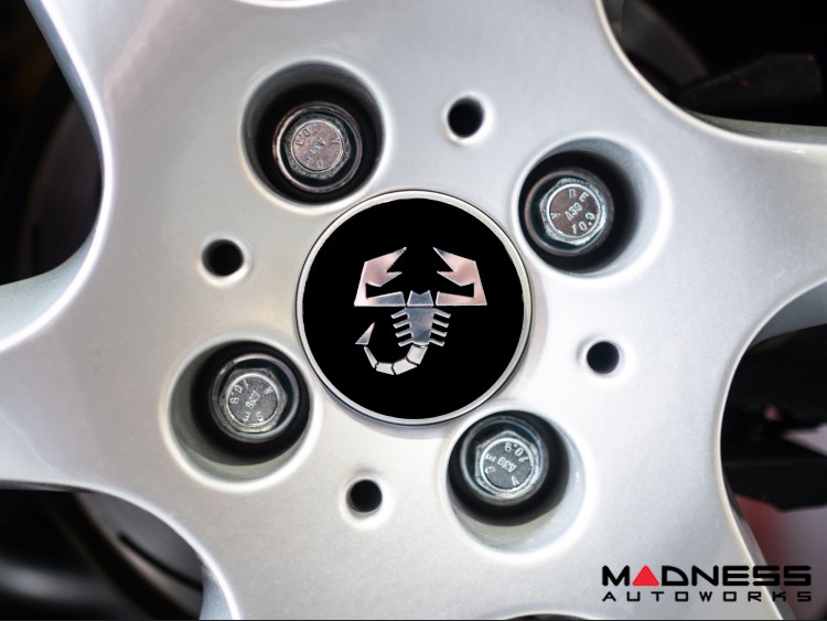 Center Wheel Caps - Black w/ Silver ABARTH Scorpion - 60mm