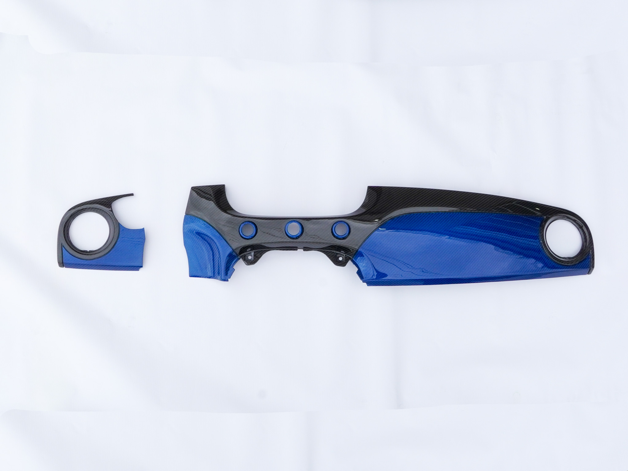 FIAT 500 Custom Dashboard - Carbon Fiber - Two Tone w/ Blue Pearl ...