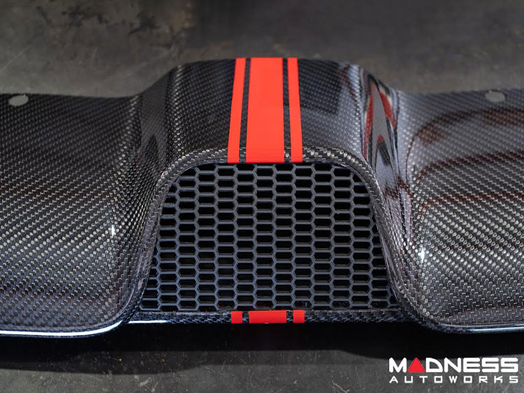 FIAT 500 Rear Diffuser - Carbon Fiber - Red Racing Stripe w/ White ...
