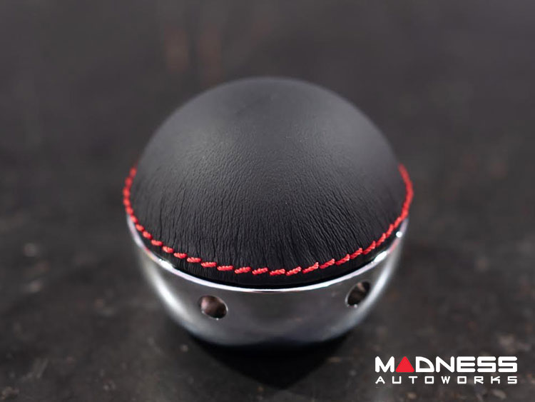 FIAT 500 Gear Shift Knob by BLACK - Black Leather Top w/ Chrome Base