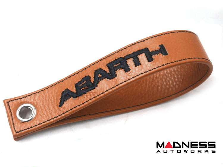 FIAT 500 Trunk Handle / Pull Strap - Brown w/ Black Stitch + ABARTH ...
