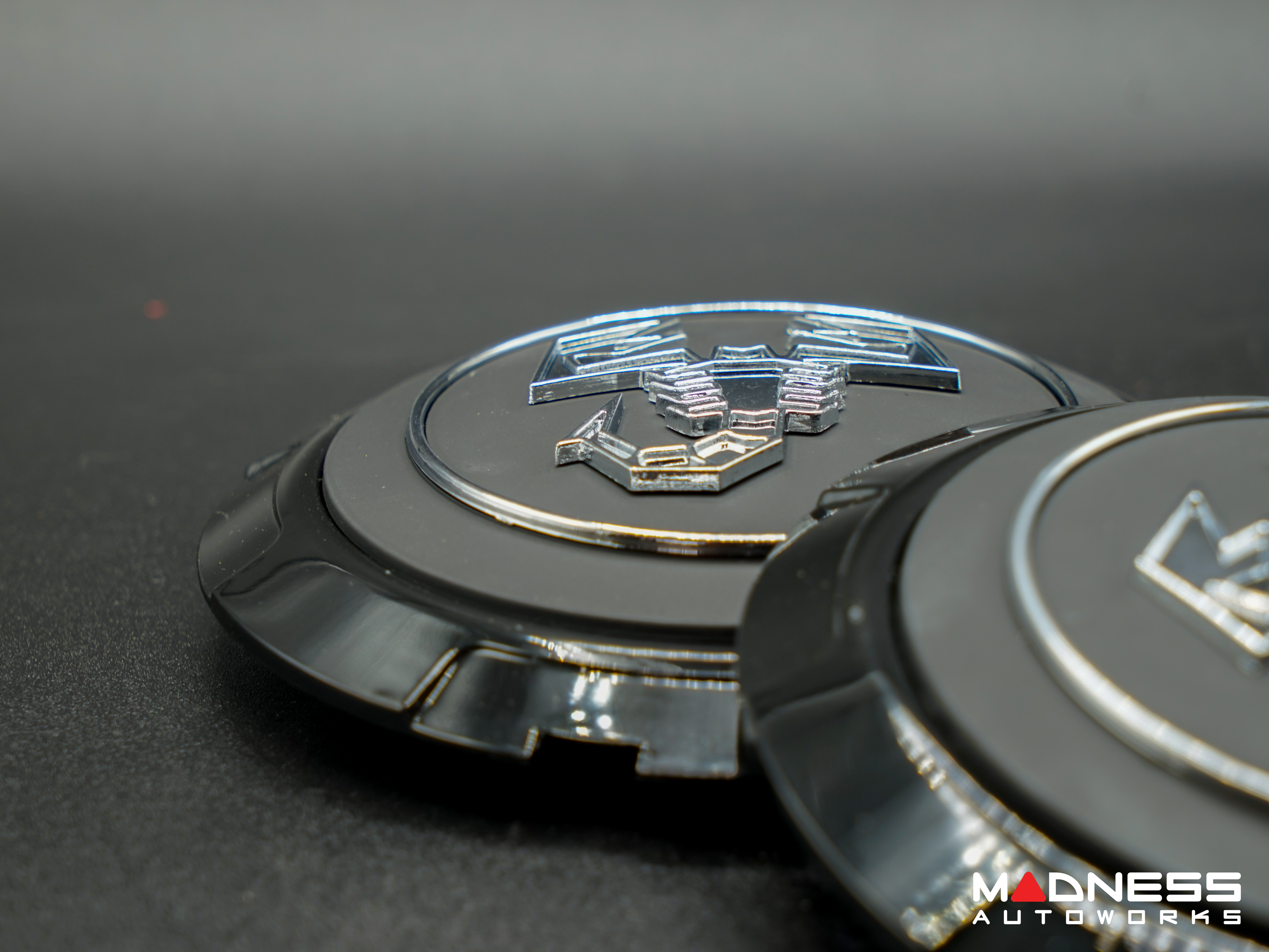 FIAT 500 Wheel Center Cap - Black - Scorpion Logo Chrome - 1 cap ...