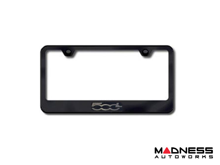 FIAT 500L License Plate Frame - Black Stainless Steel - 500L Logo ...