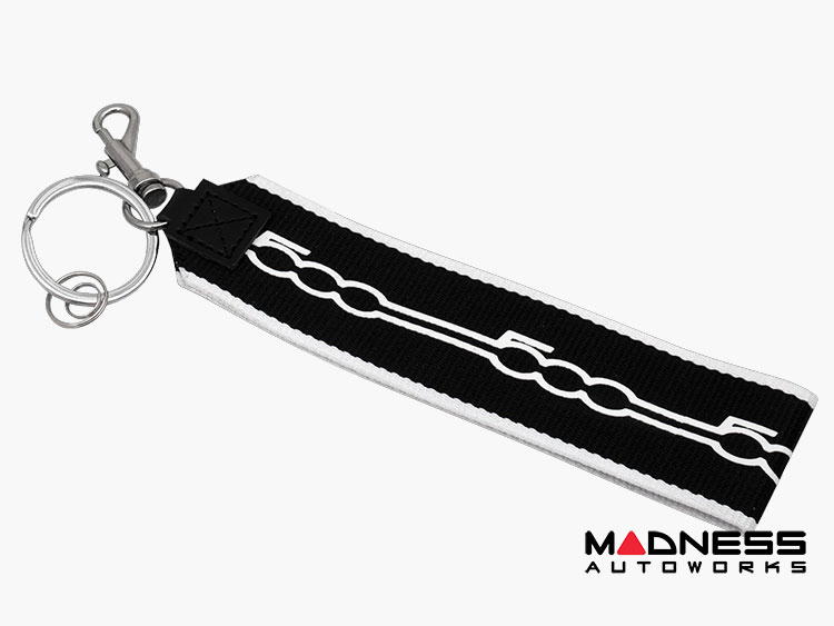 FIAT 500 Keychain - 500 Logo - Black w/ White Outline + 500 Logo ...