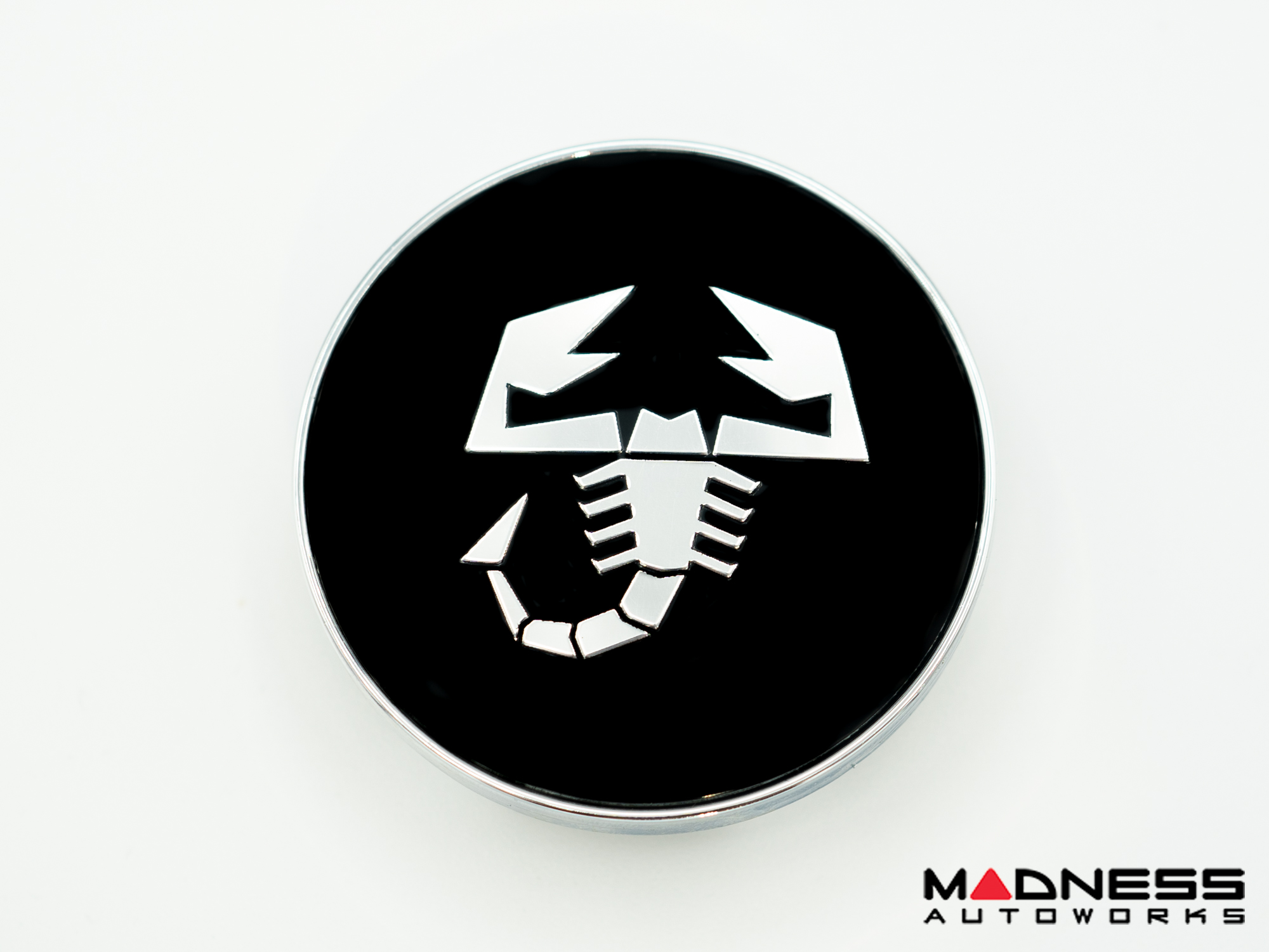 Center Wheel Caps - Black w/ Silver ABARTH Scorpion - 60mm, F500-WHLCP ...
