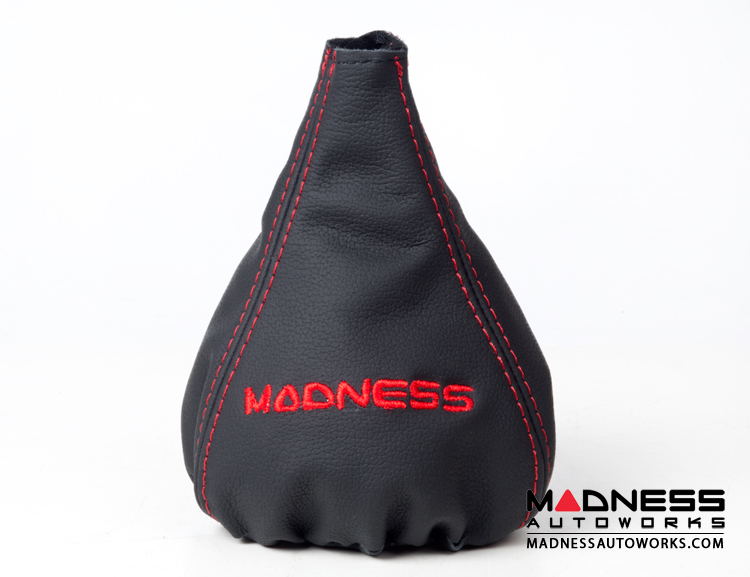FIAT 500 Gear Shift Boot - Black Leather w/ Red Stitching and MADNESS ...