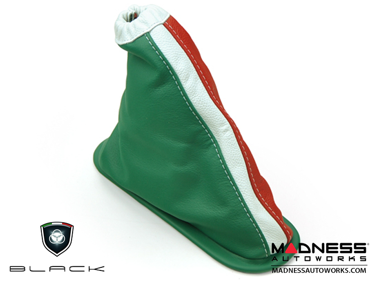 FIAT 500 eBrake Boot - Leather w/ Italian Flag Design, F5-RBB-LTHRIT