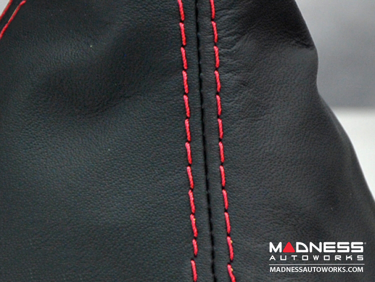 FIAT 500 Gear Shift Boot - Black Leather w/ Red Stitching and 500 Logo ...